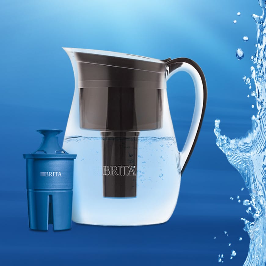 Brita Monterey 10-Cup Water Filter Pitcher in Black with Longlast Water ...